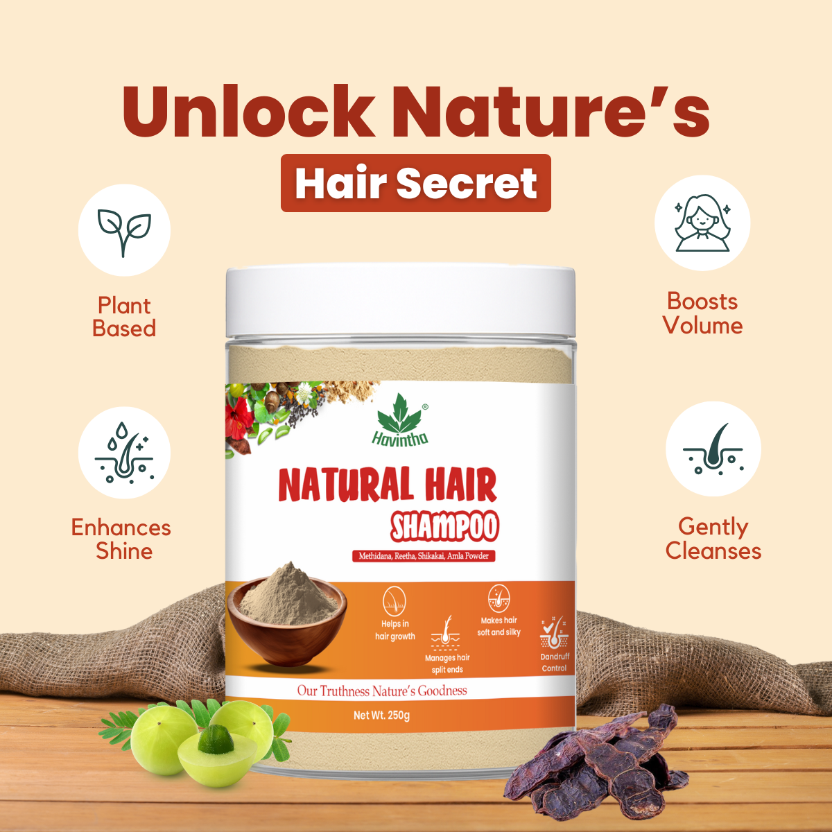 Havintha Natural Indigo Powder (200g) & Henna Powder (200g) Combo for